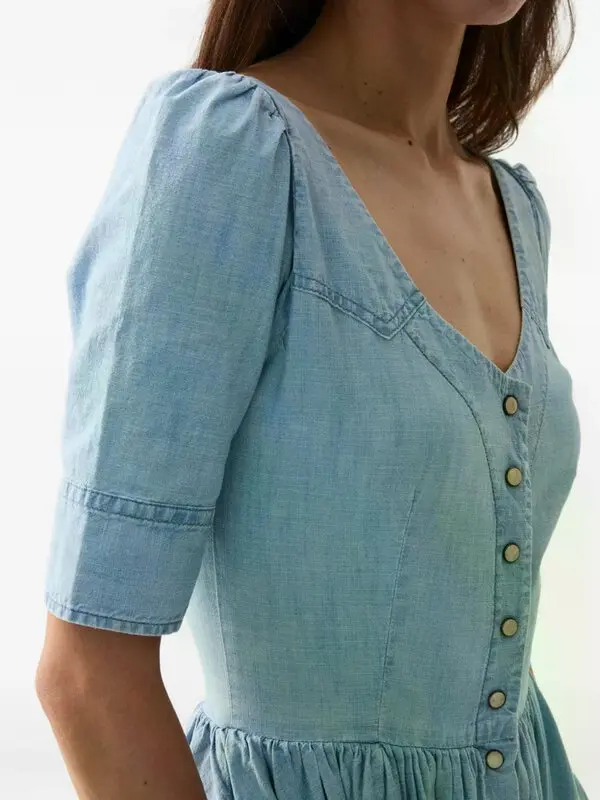 FORTELA Augustine Button-front Chambray Dress