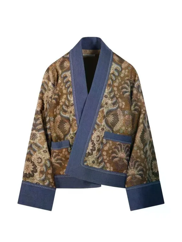 INTO THE EAST Palmette Paisley-print Kimono Jacket - Brown