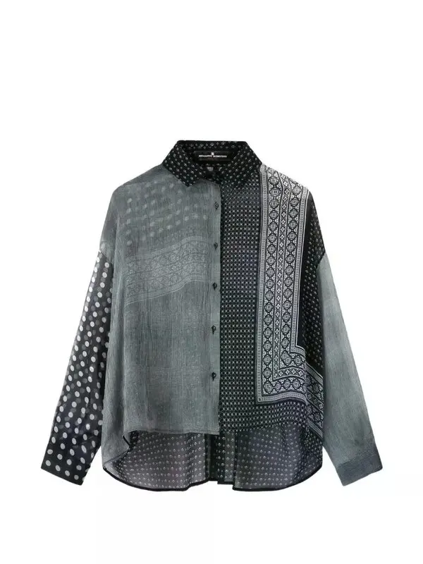 Ermanno Scervino Silk Patchwork Print Shirt - Black