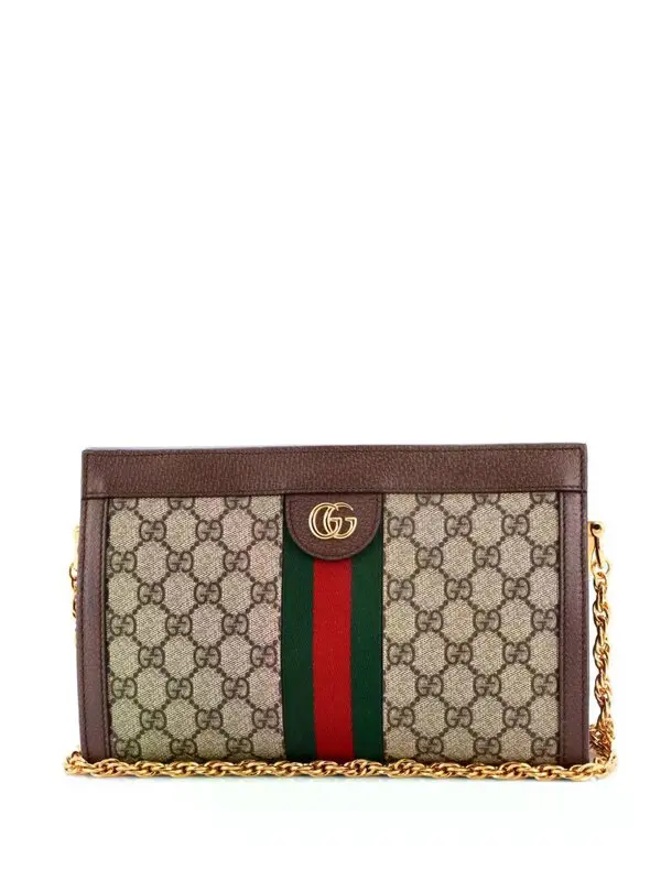 Gucci Ophidia Chain Shoulder Bag Gg Coated Canvas - Brown