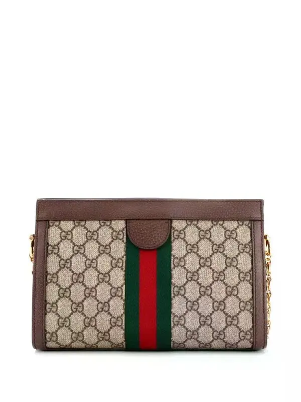 Gucci Ophidia Chain Shoulder Bag Gg Coated Canvas - Brown