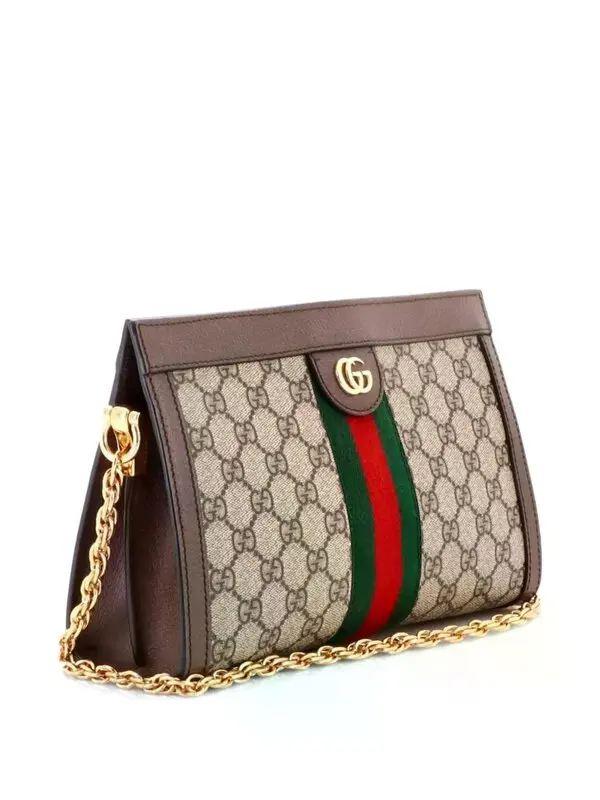 Gucci Ophidia Chain Shoulder Bag Gg Coated Canvas - Brown