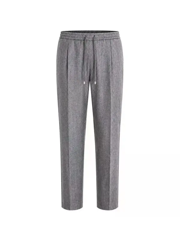 BRIGLIA 1949 Dark Flannel Drawstring Waist Trousers