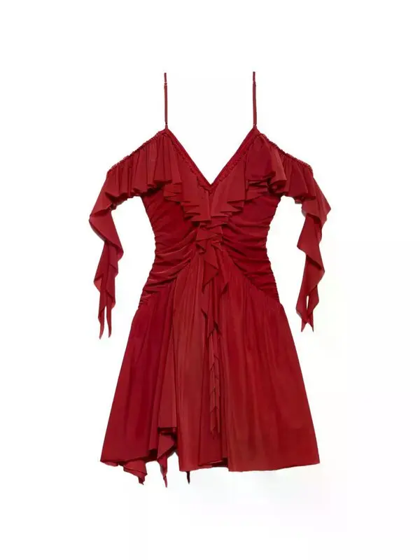 ANIYE BY Xena Ruffled Cold-shoulder Mini Dress