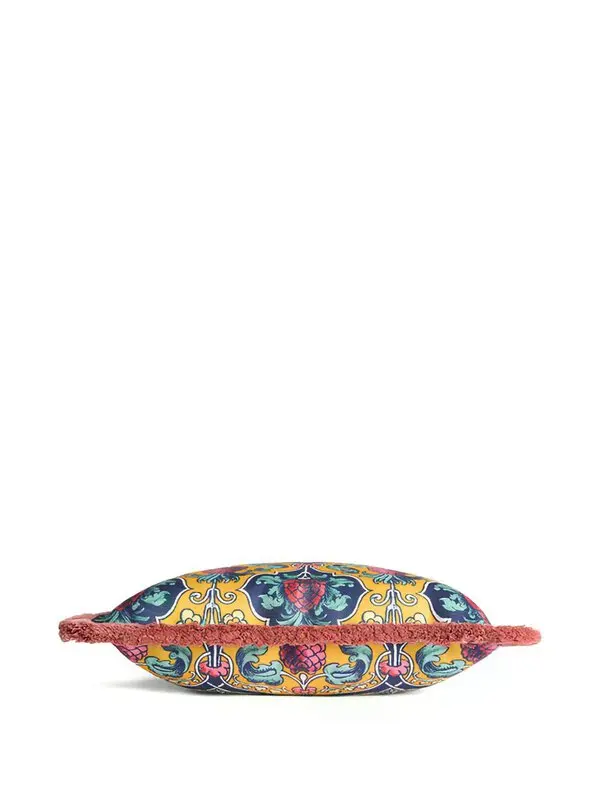 La DoubleJ Pineapple-print Fringed Cushion