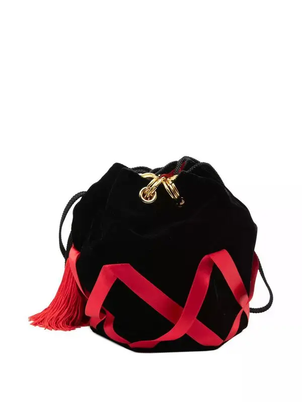 Saint Laurent Velvet Tassel Drawstring Bucket Bag