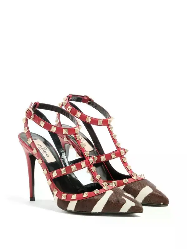 Valentino Garavani Rockstud Pumps In Pony-effect Calfskin - Brown