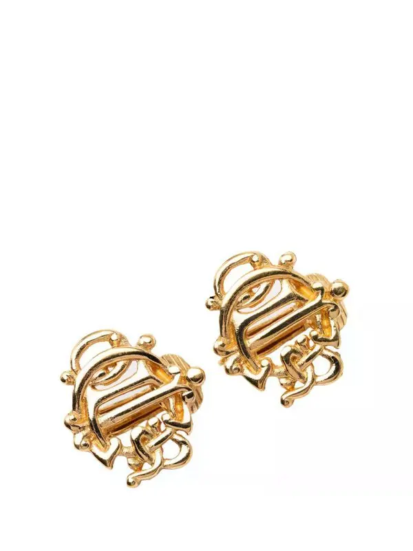 Dior Plated Logo Clip-on Earrings - Gold