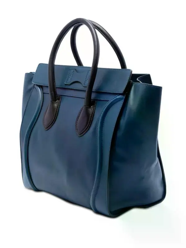 Celine Mini Bicolor Leather Luggage Tote Bag