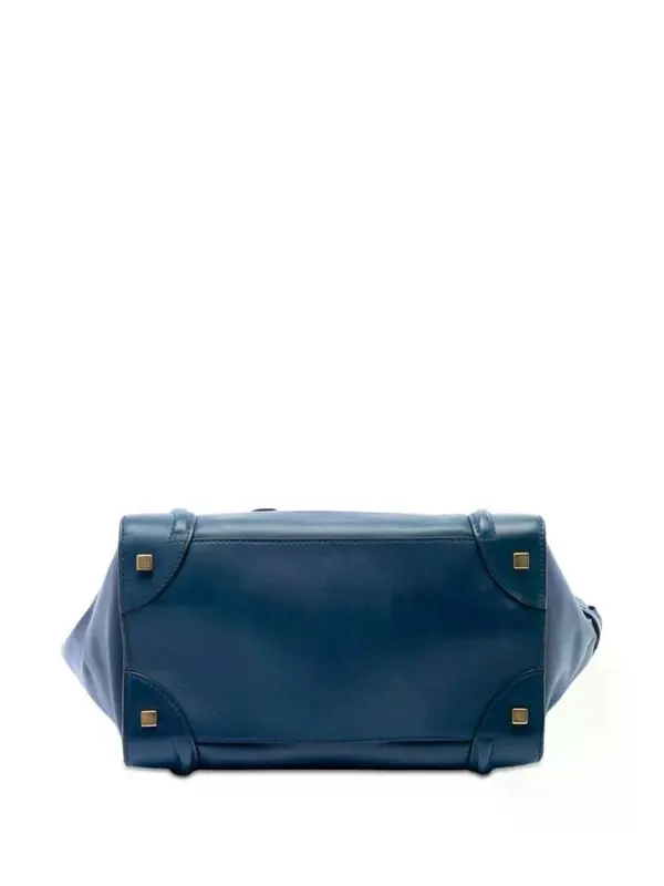 Celine Mini Bicolor Leather Luggage Tote Bag