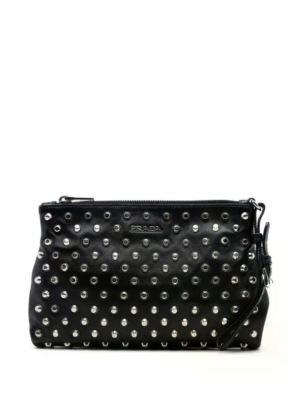Prada Studded Leather Clutch Bag