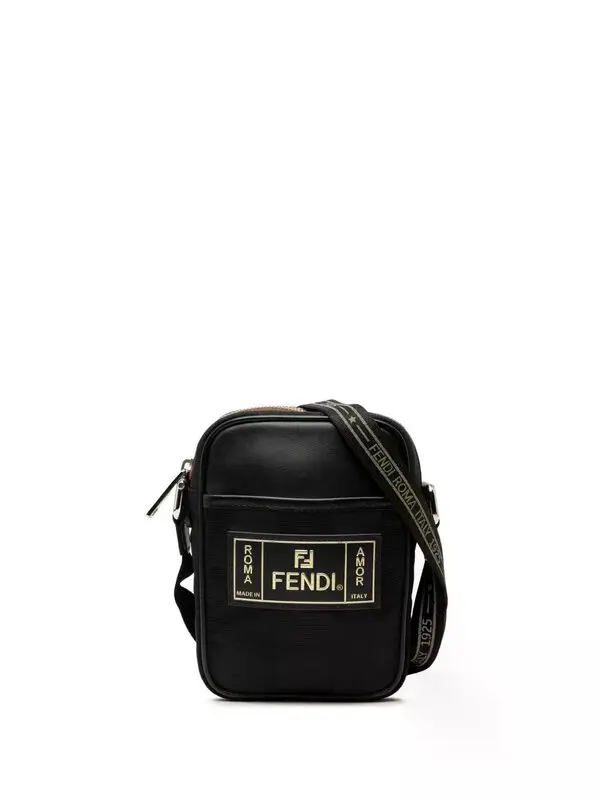 Fendi Pequin Nylon Roma Amor Messenger Bag - Black