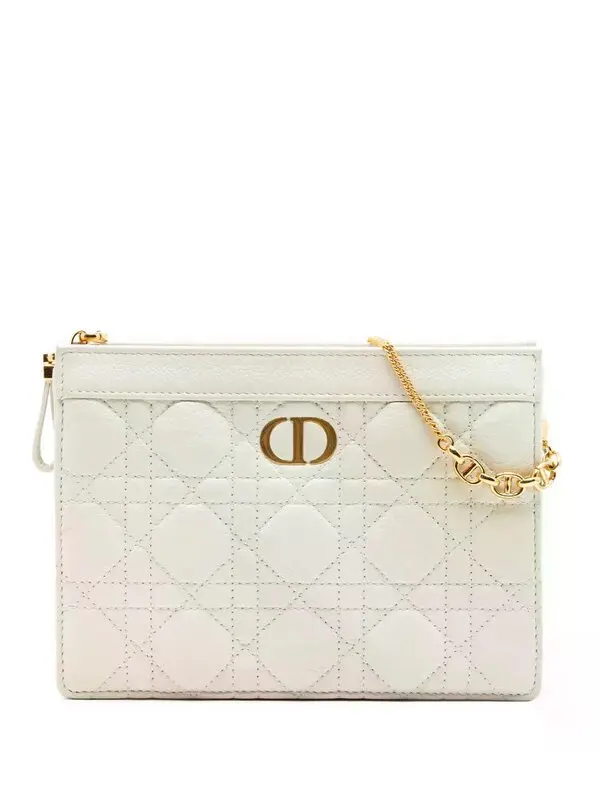 Dior Supple Cannage Calfskin Caro Pouch Crossbody Bag - White