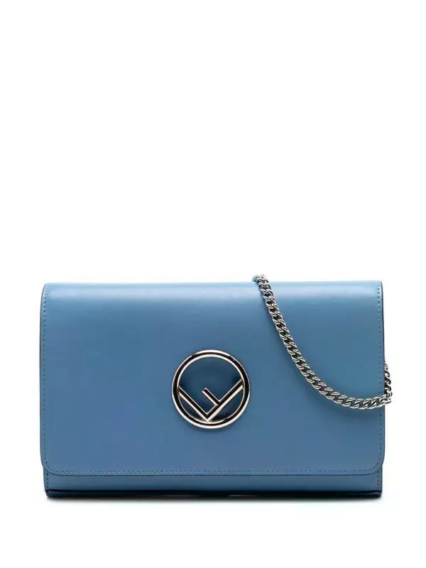 Fendi 2010-2026 Calfskin F Is Kan I Wallet On Chain Crossbody Bag - Blue