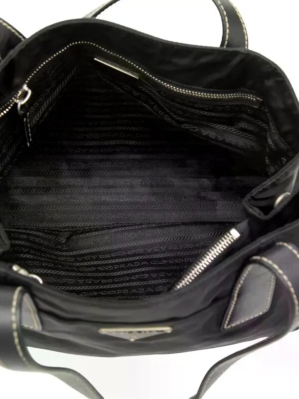 Prada Saffiano Trimmed Tessuto Shopper Tote Bag