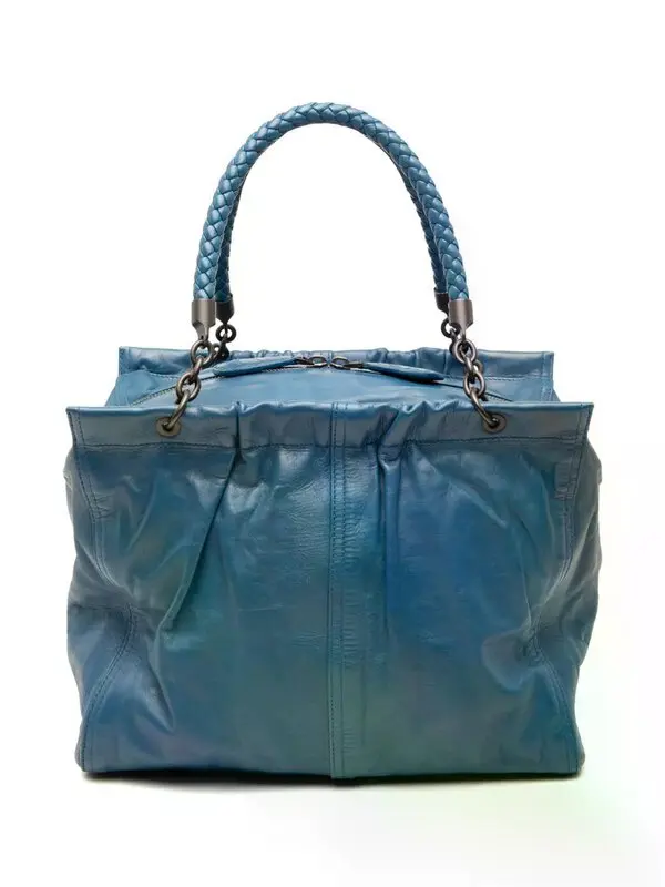 Bottega Veneta Nappa Intrecciato Trimmed Handbag - Blue