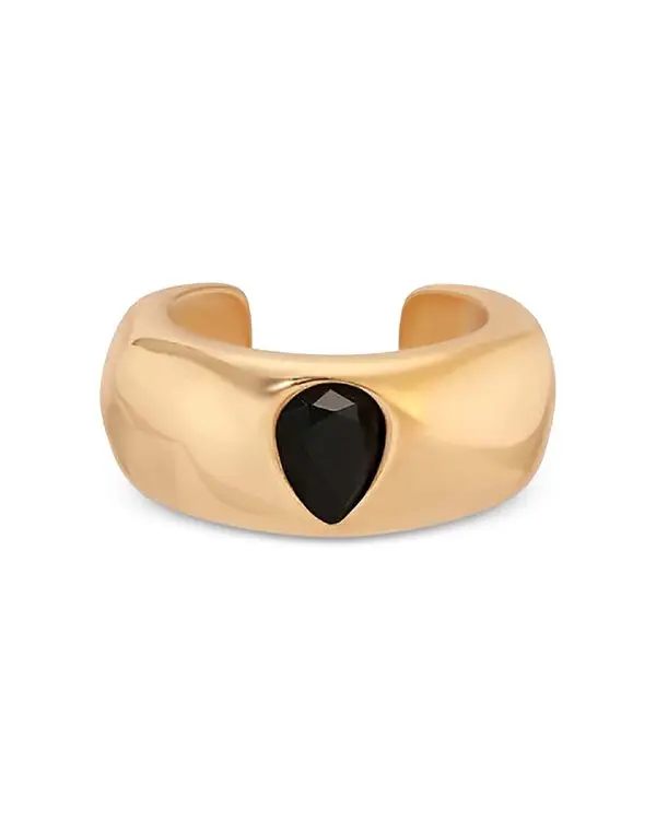 Ettika Pear Shape Crystal Hammered Ear Cuff - Black