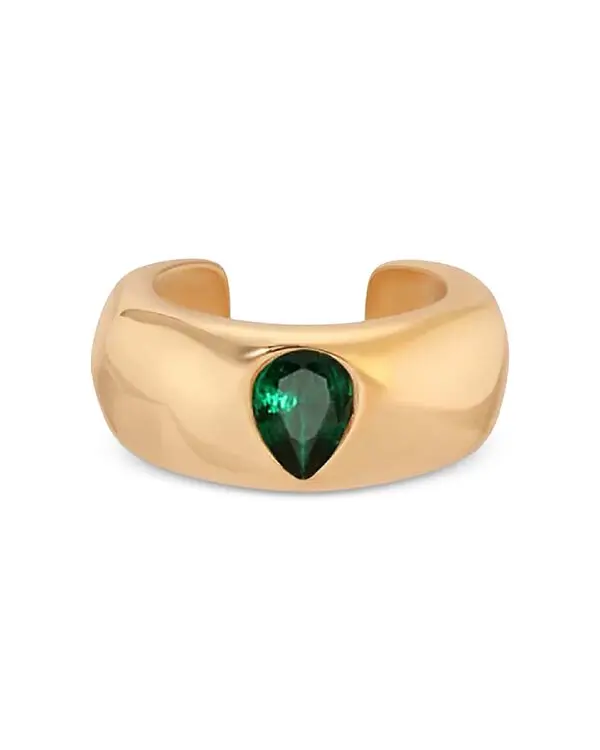 Ettika Pear Shape Crystal Hammered Ear Cuff - Green