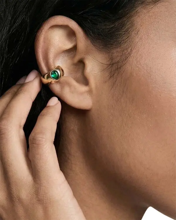 Ettika Pear Shape Crystal Hammered Ear Cuff - Green