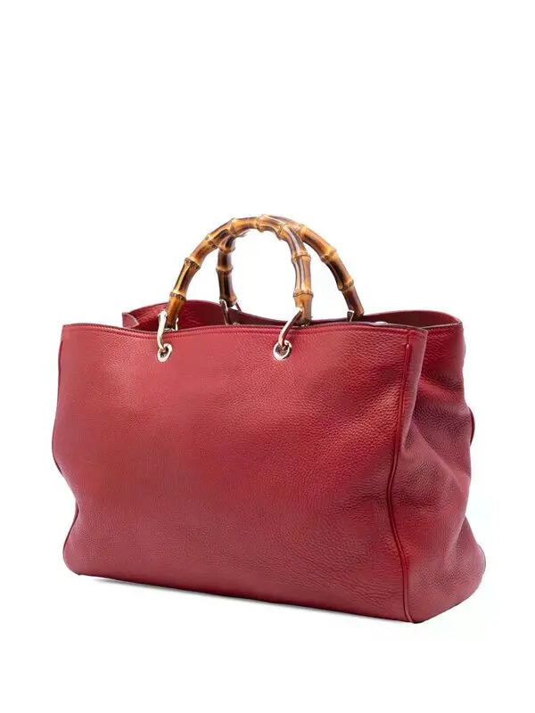 Gucci Calfskin Bamboo Shopper Satchel - Red