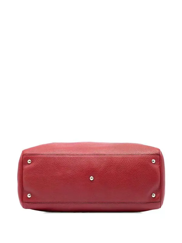 Gucci Calfskin Bamboo Shopper Satchel - Red