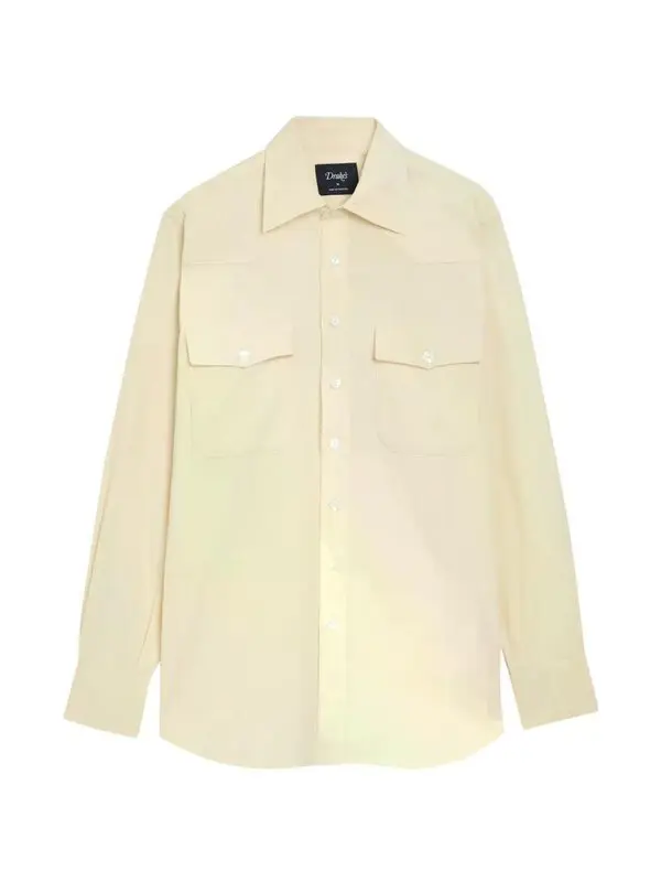 DRAKE'S Cotton Shirt - Neutrals