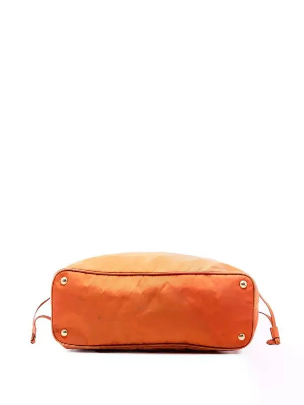 Prada Saffiano Trimmed Tessuto Tote Bag - Orange
