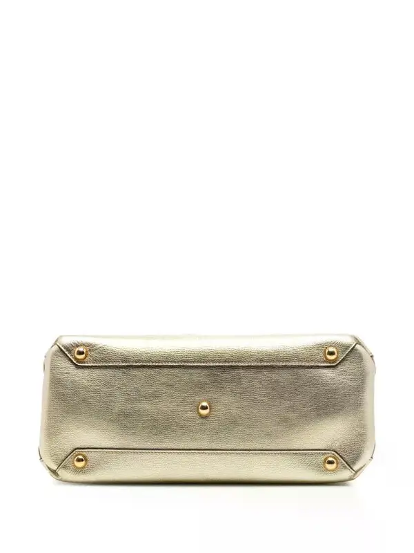 Burberry Medium Metallic Leather And House Check Banner Satchel