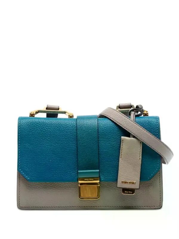 Miu Miu Bicolor Goatskin Crossbody Bag - Blue
