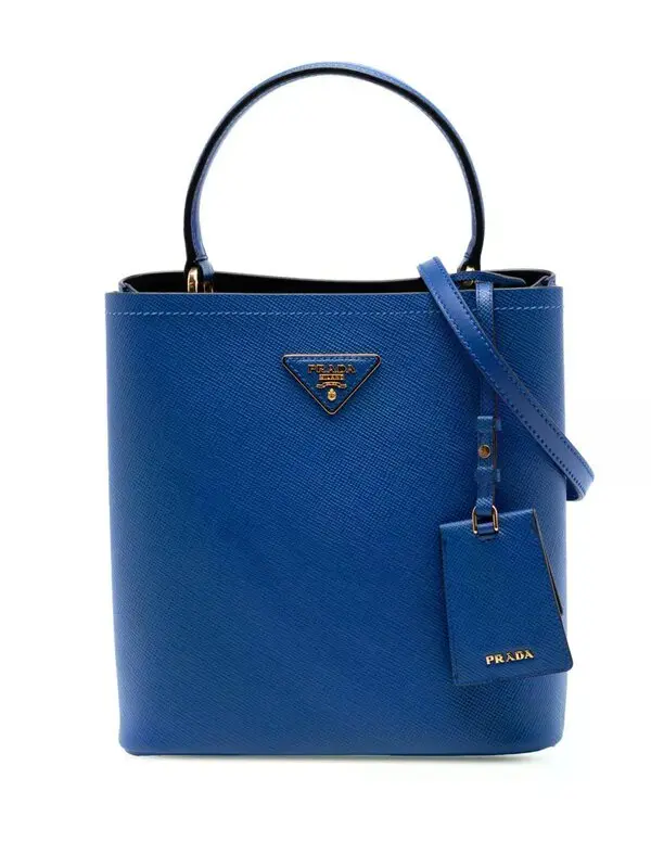 Prada Saffiano Cuir Panier Satchel - Blue