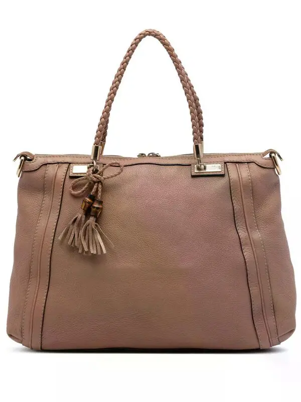 Gucci Calfskin Bella Convertible Tote Satchel - Brown