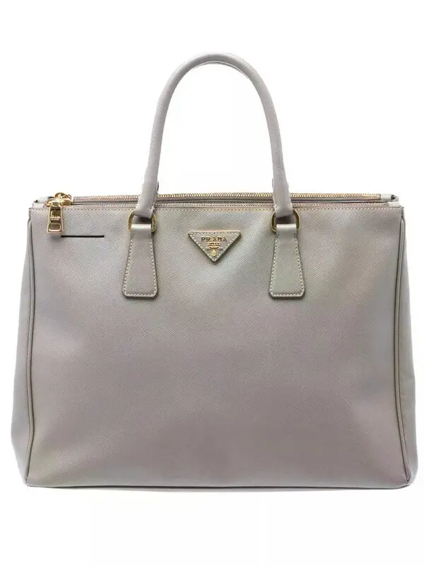 Prada Saffiano Lux Galleria Double Zip Tote Bag - Grey