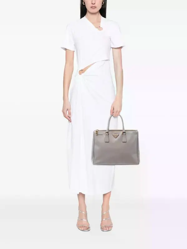 Prada Saffiano Lux Galleria Double Zip Tote Bag - Grey