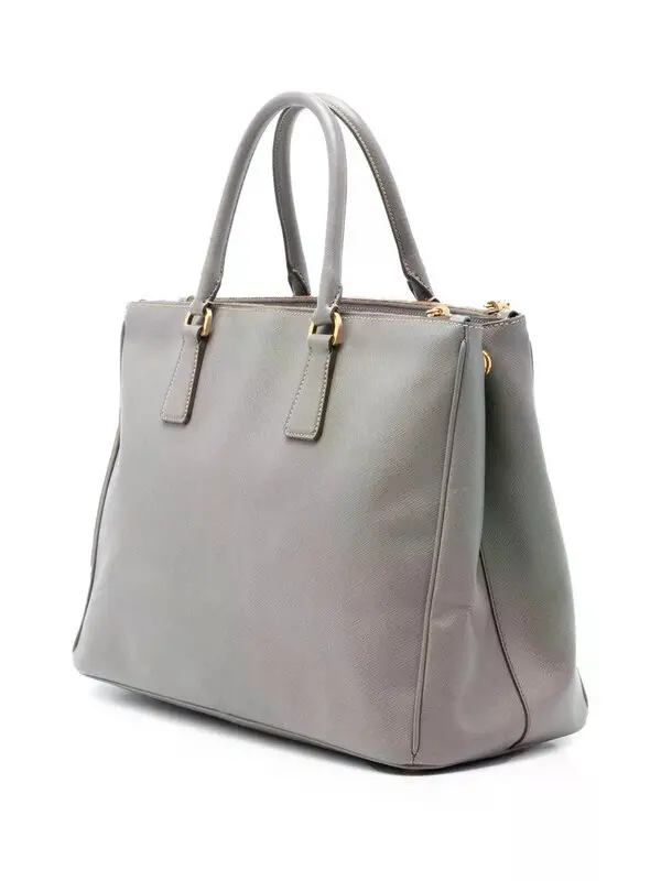 Prada Saffiano Lux Galleria Double Zip Tote Bag - Grey