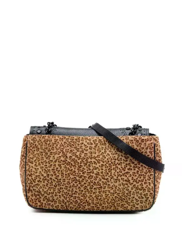 Bottega Veneta Leopard Print Pony Hair Shoulder Bag - Brown
