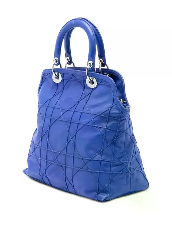 Dior Lambskin Cannage Granville Satchel - Blue