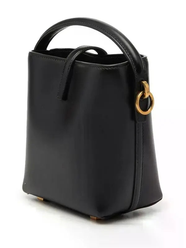 Saint Laurent Mini Shiny Calfskin Le 37 Bucket Bag Satchel - Black