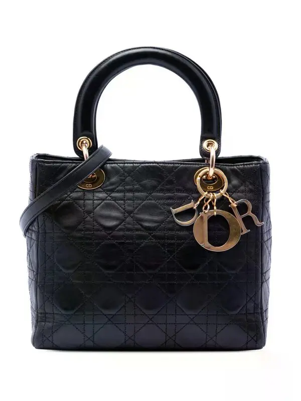 Dior Lambskin Cannage Lady Satchel - Black