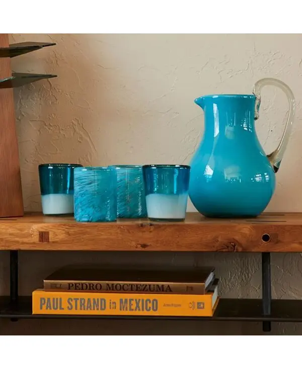 VERVE CULTURE Handblown Glass Pitcher - Aqua
