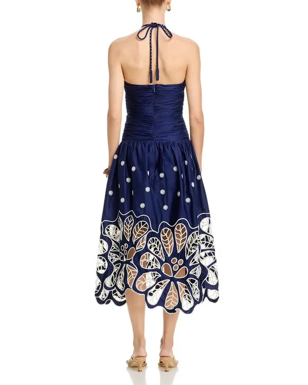 Farm Rio Halterneck Ruched Dress