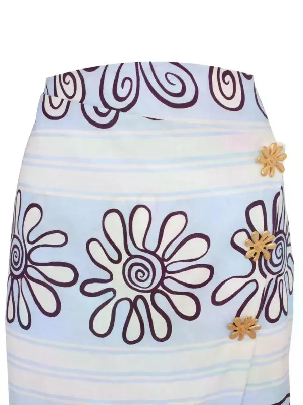 CALA DE LA CRUZ Floral Print Wrap Skirt