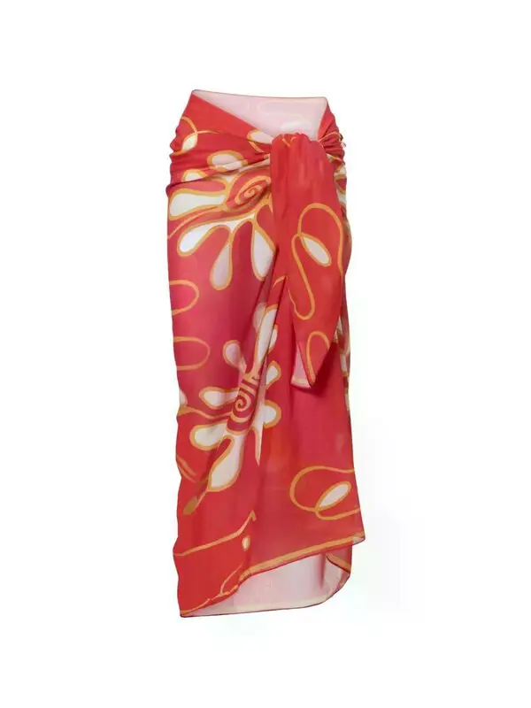 CALA DE LA CRUZ Floral Print Sarong - Red