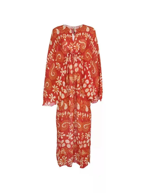 CALA DE LA CRUZ Abstract Print Flared Sleeve Kaftan
