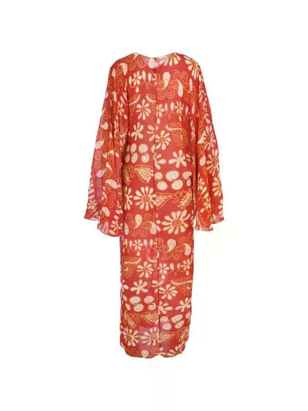 CALA DE LA CRUZ Abstract Print Flared Sleeve Kaftan