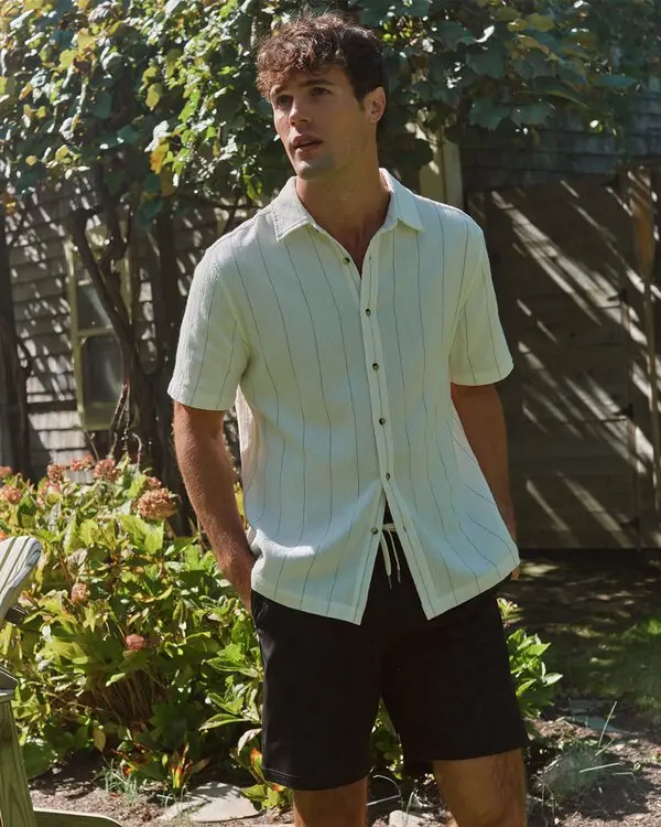 FAIR HARBOR Oasis Textured Shirt - Shell Stripe
