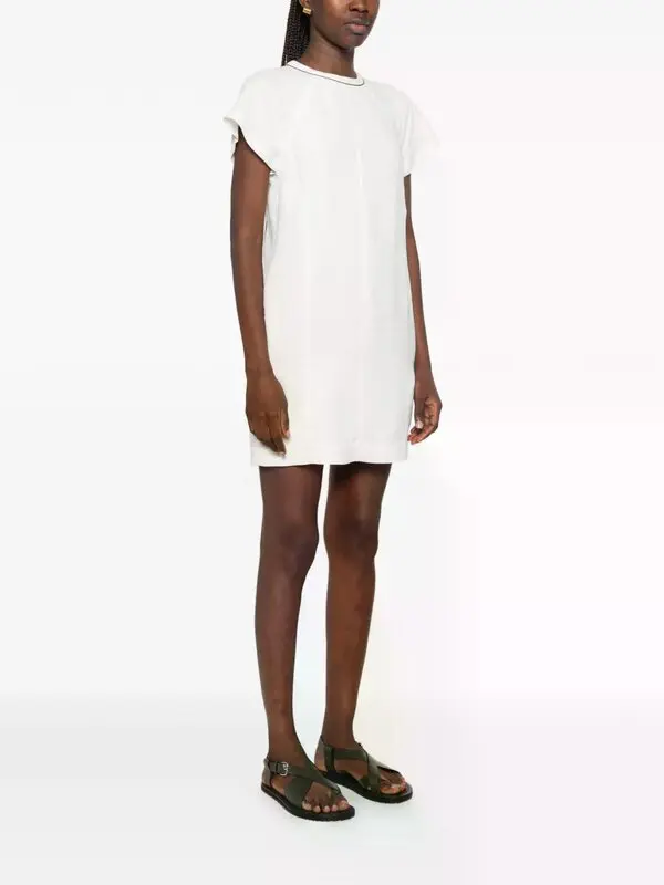 Brunello Cucinelli Monili Trim Mini Dress - White