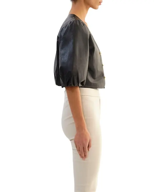 LAMARQUE Franka Leather Balloon Sleeve Blouse