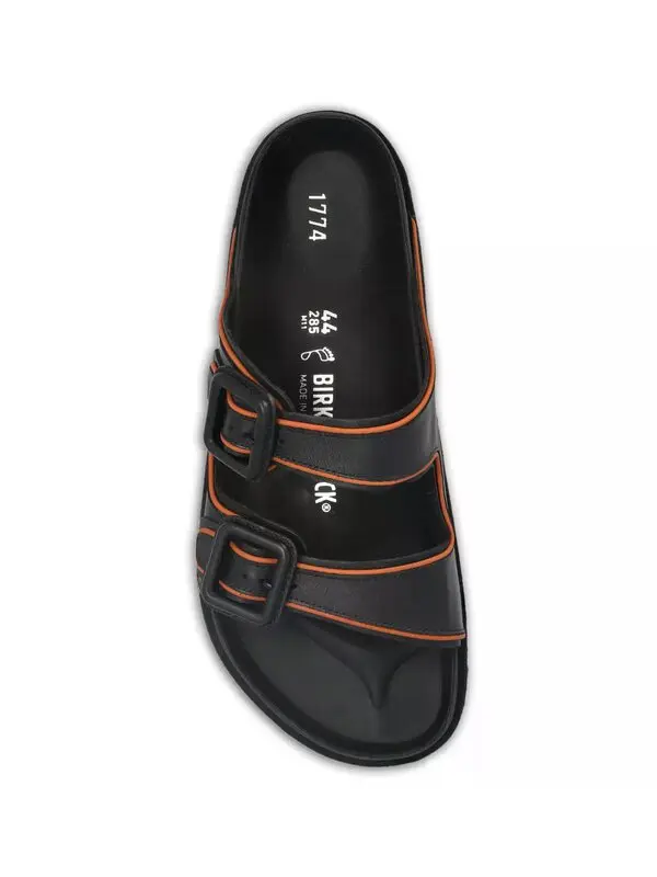 BIRKENSTOCK Arizona Buckle-fastening Leather Slides - Black