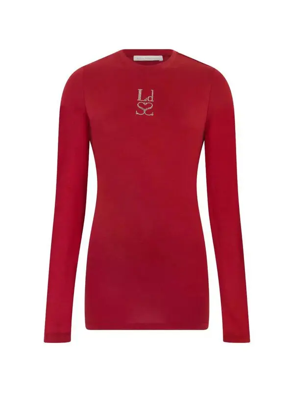LUDOVIC DE SAINT SERNIN Logo Embellished Long Sleeve T-shirt - Red