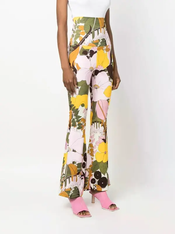La DoubleJ Floral Print Flared Trousers